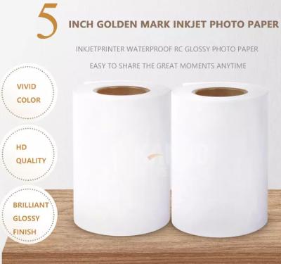 China Golden Mark 127mm 50m 240g Waterproof RC Glossy Roll Inkjet Photo Paper for Fuji DX100 Dry MiniLab for sale