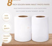 China Golden Mark 8 inch 203mm 50m 240g Waterproof RC Glossy Inkjet Photo Paper Roll for Fuji Dry MiniLab for sale