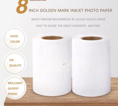 China Golden Mark 8 inch 203mm 50m 240g Waterproof RC Glossy Inkjet Photo Paper Roll for Fuji Dry MiniLab for sale