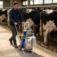 China Milking Machine for Goats Cows 24L Electric Milking Supplies Stainless Steel Bucket Stainless Steel Vacuum Pump Milker for Farm for sale