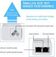 China Gigabit Passive 802.3af Poe Injector 48vdc 320ma Power 15w for sale