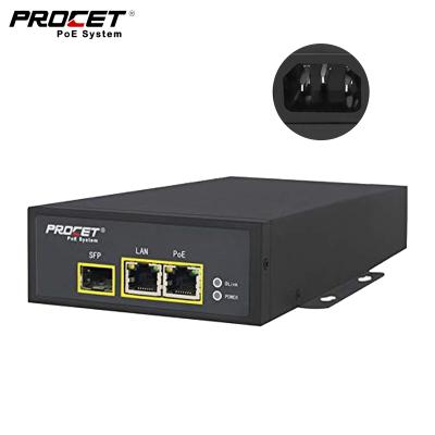 China Single Port Gigabit Poe Injector Industrial Power Over Ethernet Active 95w 55v for sale