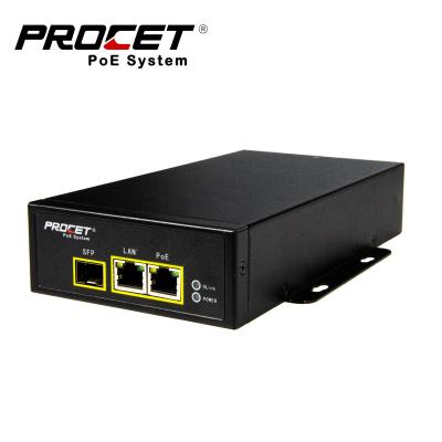 China Fiber Converter 802.3bt Poe Injector Gigabit Data Rates Metal Case Surge Protector for sale