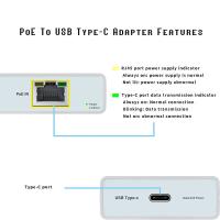 China PT-PTC-D-AT 802.3 At PoE Injector Plug And Play Without Configuration PoE To Usb C adapter for sale