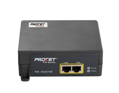China PROCET PT-PSE106SAR48-24 24Vdc 802.3AT PoE Injector 1000Mbps for sale