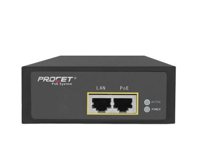 China Overcurrent Protection 10G PoE Injector 55Vdc 1100mA 60W for sale