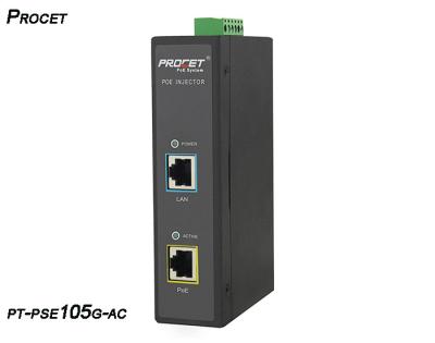 China AC Input Waterproof Industrial 30W PoE Injector 6000KV Surge Protection for sale
