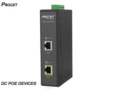 China IP40 Waterproof Case DC POE Injector Procet Industrial Fiber PoE Injector for sale