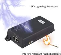 China 60w 802.3bt Poe Injector Single Port Lightning Proof Power Supply Gigabit for sale