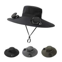 China Outdoor Work Cap Solar Powered Fan Hat Sun Hat Cooling Hat Wide Brim for Outdoor for sale