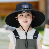 China Summer Rechargeable Large Rim Solar Fan Sun Garden Hat for Outdoor Leisure Customizable OEM Support Grade DIY for Boys&Girls for sale