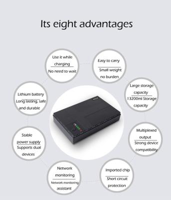 China Modem UPS Power Supply Mini UPS 12V 2A 5V 9V 12V 24V POE Port 18w 36w 12000mah for sale