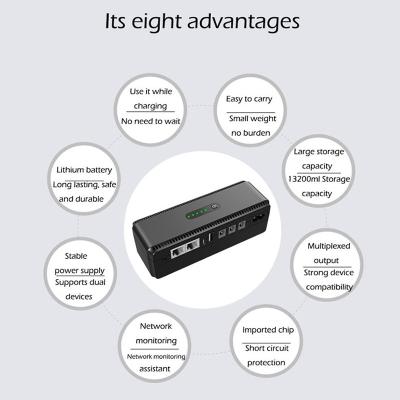 China Mini Ups 12v 2a 18w 10400mah 20800mah Wifi Router Bms 5v 9v 12v Dc Output for sale