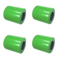 China 80x70mm Green Iron Polyurethane Load Wheels 1320LBS Capacity Pallet Jack Rollers for sale