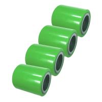 China 80x70mm Green Iron Polyurethane Load Wheels 1320LBS Capacity Pallet Jack Rollers for sale