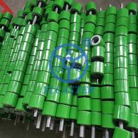 China 80x70mm Green Iron Polyurethane Load Wheels 1320LBS Capacity Pallet Jack Rollers for sale