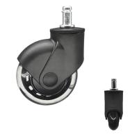 China 3 Inch Grip Ring Stem Soft PU Wheels Transparent Swivel Plug In Office Chair Casters for sale