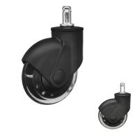 China 3 Inch Grip Ring Stem Soft PU Wheels Transparent Swivel Plug In Office Chair Casters for sale