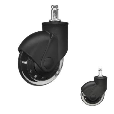 China 3 Inch Grip Ring Stem Soft PU Wheels Transparent Swivel Plug In Office Chair Casters for sale