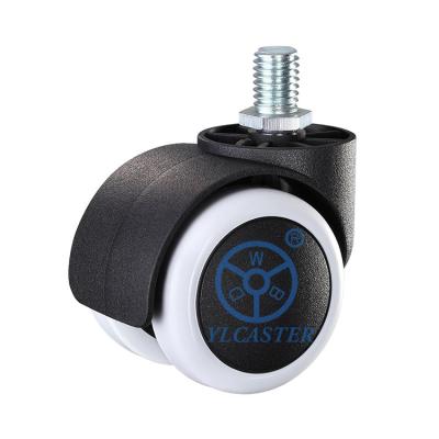 China White PU Chair Casters 2 Inch Soft Twin Wheel Wheels For Furniture for sale