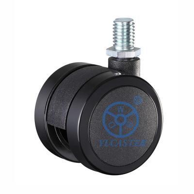 China Treaded Stem Casters Floorprotecting Soft Pu Black Wheels For Small Leg Chairs for sale