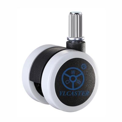 China 35KG Capacity Twin Wheel White Pu Office Chair Casters With M11x21mm Insert Stem for sale