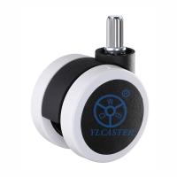 China 60mm Diameter White Pu Wheel Chair Casters With 7/16