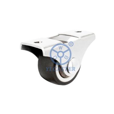 China 1 Inch Brown TPR Silent Non Swivel Rigid Casters For Draws Under Bed for sale