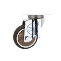 China Silent Furniture Casters 3 Inch TPR Soft Wheels Swivel Plate Ball Bearing Casters With Brakes for sale