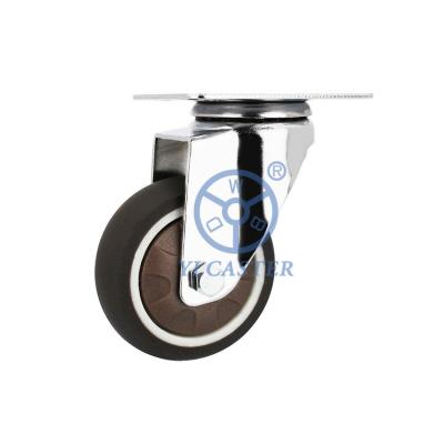 China Soft Wheels Swivel Plate Brown TPR Casters 2.5 Inch 99LBS For Storage Boxes for sale
