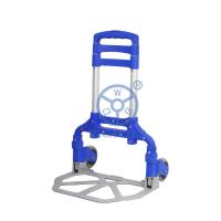 China 154LBS Aluminium Handle Foldable Hand Truck Two Pu Silent Wheel Portable Dolly for sale