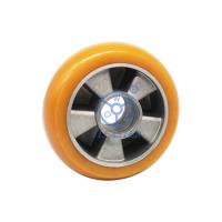 China 6x2 Inch Round Pu Wheels Swivel Lock Heavy Duty Industrial Trolley Wheels Aluminium Core for sale