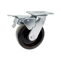China 100mm Black Glass Nylon Trolley Wheels Waterproof Fixed Type Heavy Duty Industrial Caster Wheels for sale