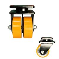 China 5000KG Capacity PU Wheels Orange Super Heavy Duty Casters Steel PU Twin Wheel Swivel Wide for sale