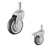 China 76x32mm Round TPR Medical Casters 3 Inch 198LBS Solid Stem Locking Wheels for sale