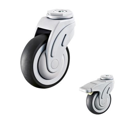 China 126x32mm Arc Wheel Silent Bolt Hole Casters 5 Inch Swivel Hospital Caster Wheels Supplys for sale