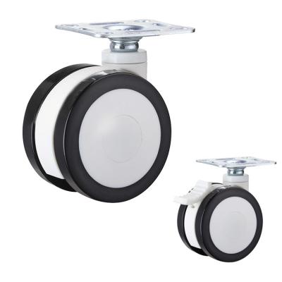 China 275LBS 5 Inch PU Medical Casters Dual Wheel Top Plate Swivel Hospital Caster OEM for sale