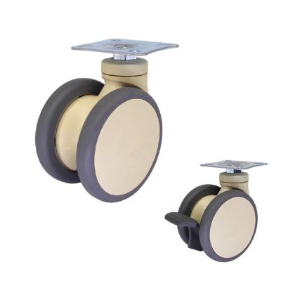 China 4 Inch Soft Rotating Wheel Plate Type Medical Casters 209LBS Loaded For Dental Clinics for sale