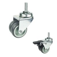 China 3 Inch Grey Furniture Wheels 176LBS Threaded Stem Swivel Locking Double Wheel Casters for sale