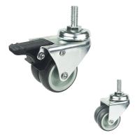 China 3 Inch Grey Furniture Wheels 176LBS Threaded Stem Swivel Locking Double Wheel Casters for sale