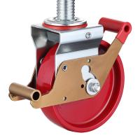 China Red Nylon Scaffolding Wheels 8 Inch Solid Steel Long Threaded Stem 2200LBS Swivel Scaffold Casters Adjustable for sale