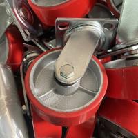 China Cast Iron Pu Swivel Heavy Duty Casters 6 Inch Red Solid Industrial Wheel No Marking for sale