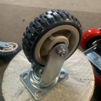 China 6 Inch Side Brake Heavy Duty Casters Grey PVC Wheel Ball Bearing Swivel Plate Knobby Tread for sale