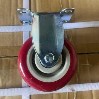 China 100x32mm Red PVC Caster Wheels With Brakes Ball Bearing Meidum Duty Trolley Wheels for sale