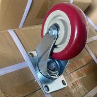 China Medium Duty Trolley Casters 4 Inch Red Polyurethane Swivel Wheels PVC Ball Bearing for sale