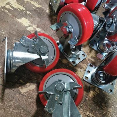 China 154LBS Medium Duty Casters With Covers 4 Inch Soft Silent Wheels Ball Bearing Swivel Plate for sale