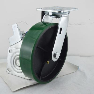 China 1188LBS Iron Core Polyurethane Heavy Duty Casters 360° Rotating 8x2 Inch PU Tread Swivel Trolley Wheels for sale
