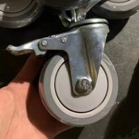 China 4 Inch Grey TPR Shopping Trolley Wheels With Locks Soft Bolt Hole Swivel Casters With Covers for sale