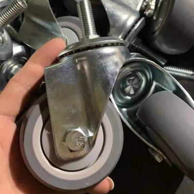 China 3 Inch Floor Protecting Shopping Cart Wheels Grey TPR Threaded Stem Swivel Casters OEM for sale