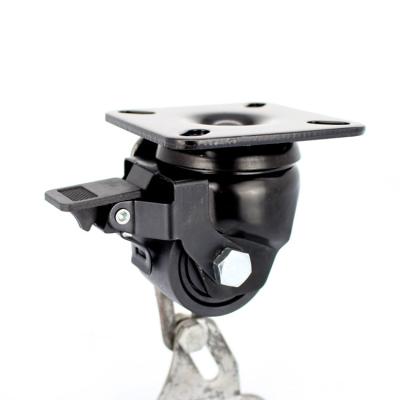 China 350KG Swivel Lock Low Profile Casters 50x38mm Solid Nylon Wheels For Industrial Machine for sale